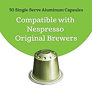 Amazon Fresh Espresso Decaffeinato Dark Roast Aluminum Capsules, Compatible with Nespresso Original Brewers, Intensity 9/13, 50 Count (5 Packs of 10)