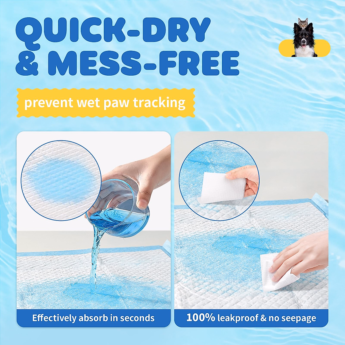 Powools 100-Pack X-Large Puppy Pads - 34'' x 28'' Pee Pads for Dogs Potty Training with Leak-Proof Quick-Dry Design, 6-Layer Wee Wee Pads for Dogs