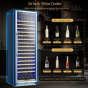 BODEGA 24 Inch Wine Cooler, 176 Bottles Wine Refrigerator with High-Capacity, Built-in & Freestanding Wine Fridge with Advanced Cooling Compressor for Red, Rose and Sparkling Wines,Quiet Operation