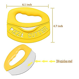 KAZETEC Pizza Cutter Food Chopper- Super Sharp Blade Stainless Steel Pizza Cutter Rocker Slicer with Protective Sheath Multi Function Vegetable Cutter & Salad Chopper(Yellow)