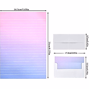 QLOUNI 72 Pack Colorful Stationery Paper, Stationery Paper and Envelopes Set - (48 Stationery Paper + 24 Envelopes) Letter Set for Writing Poems Lyrics Wedding Invitations