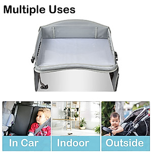 Kids Travel Tray Car Drawing Board, Tianle Road Trip Essentials Kids, No-Drop Tablet Holder, Lap Desk, Toddler Toy Storage, Fits Airplane and Booster Seat Gray