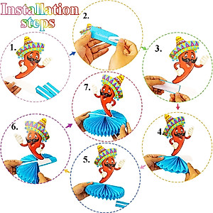 12pcs Fiesta Mexican Party Table Decoration Centerpiece - 8” Paper 5 Cinco De Mayo Party Table Decoration Honeycomb for Fiesta Mexican Themed Taco Party Birthday Day of the Dead Decor Supplies