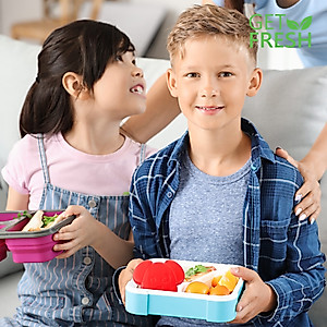 GET FRESH Mini Freezer Ice Packs for Lunch Boxes - 4-Pack Cute Small Ice Blocks for Cool Bags and Kids Lunch Box – Reusable Animal Freezer Blocks for Kids Lunch Cool Boxes Bags with 10 Food Picks