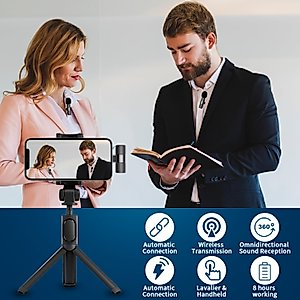 Caymuller Professional Wireless Lavalier Lapel Microphone for iPhone iPad, Mini Lapel Mics Plug-Play 2.4G Ultra-Low Delay Noise Reduction Chip for Video Recording Interview Podcast Vlog YouTube Tiktok