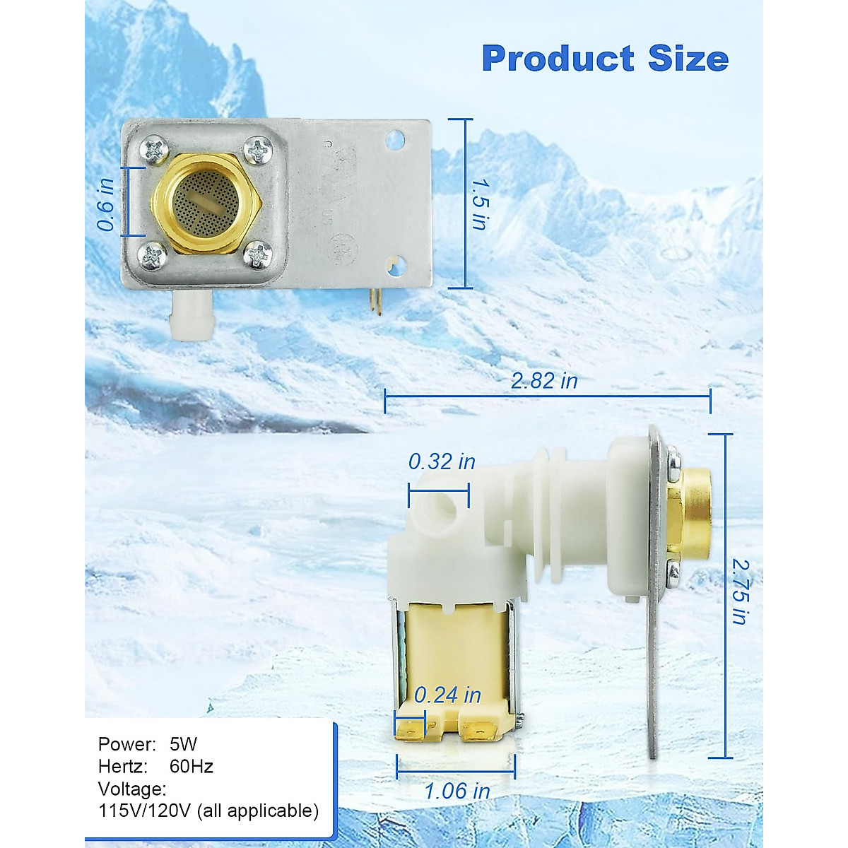040003579 Water Inlet Valve Compatible with Manitowoc Ice Machine U0140 U0190 U0240 U0310, 115V/120V