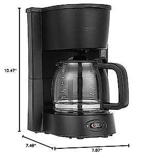 Amazon Basics 5-Cup Drip Coffeemaker with Glass Carafe and Reusable Filter, Black