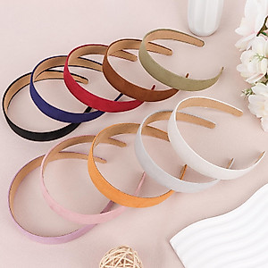 Wecoe 10pcs Suede Like Headbands Women 1 Inch Wide Headbands Red White Black Pink Purple Blue Green Headband Non Slip Fashion Hair Bands Costume Hair Accessories Women Girls Diademas Para Mujer