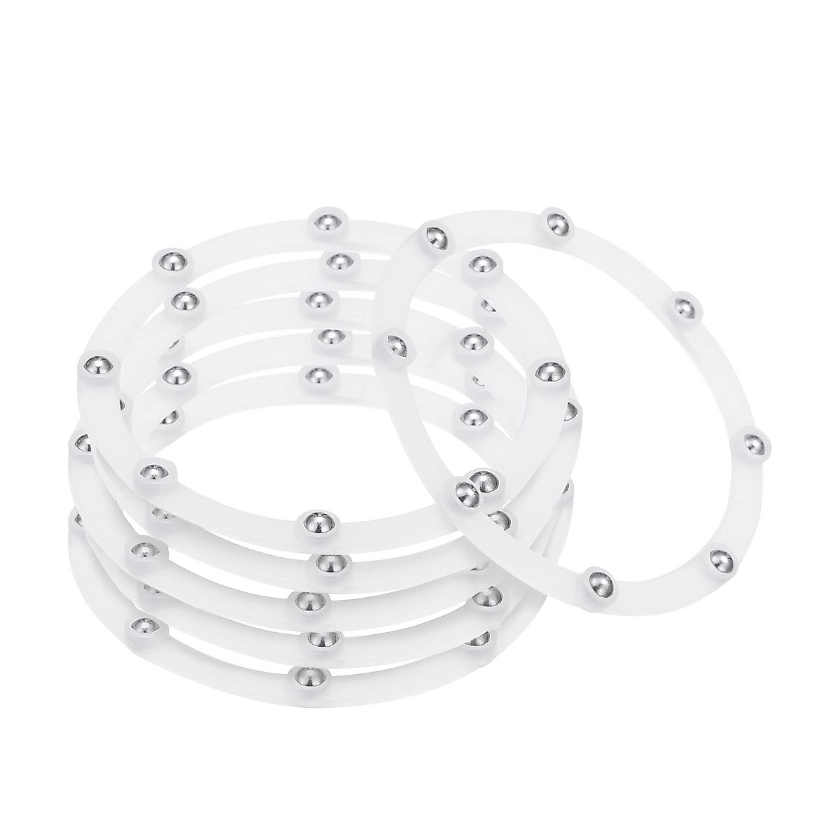 MECCANIXITY 4inch Rotating Swivel Stand with Steel Ball Bearings Annular Lazy Susan Base Turntable for Kitchen Corner Cabinets, White Pack of 6