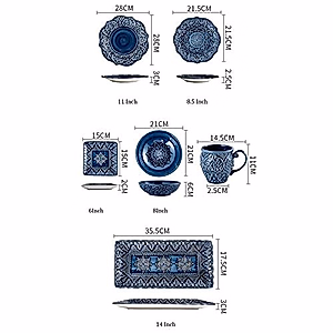 EVANEM Dinner Plate Set Retro Ceramic Tableware Tableware Set Embossed Western Plate Tableware Steak Plate Round Salad Noodle Soup