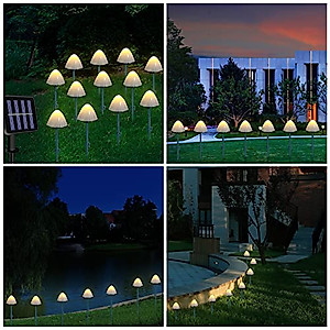 PChero Solar Mushroom Lights Outdoor Waterproof, 12 LED 8 Lighting Modes Mini Mushroom Fairy String Lights for Garden Yard Landscape Patio Lawn Pathway Wedding Party Christmas Decor (Warm White)