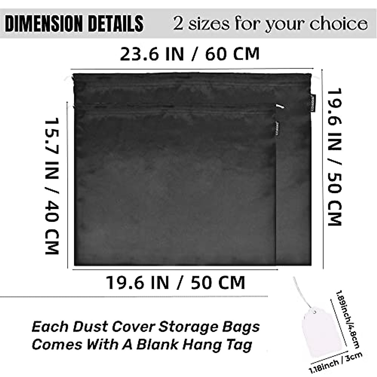 2 PCS Dust Cover Storage Bags Silk Dustproof Drawstring Bag storage pouch Satin Bags for Packaging Handbags, Purses, Shoes Boots Home Storage Bags