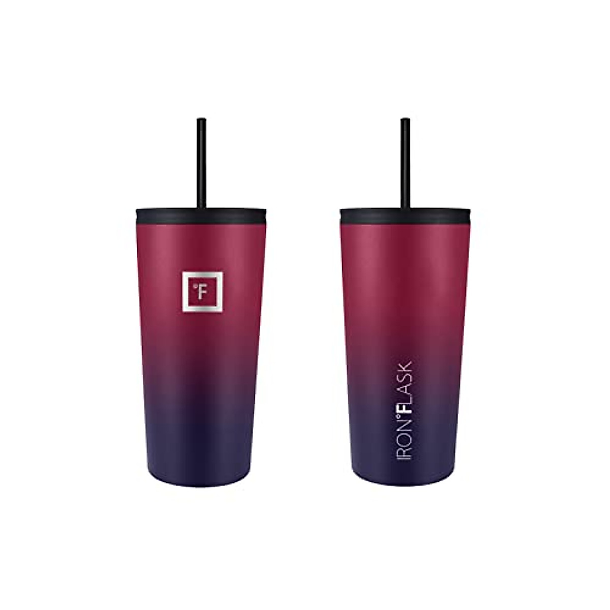 IRON °FLASK Classic Tumbler 2.0 - 20 Oz, 2 Lids (Straw/Flip), Vacuum Insulated Stainless Steel Bottle, Modern Double Walled, Simple Thermo Travel Mug, Hydro Water Metal Canteen - Dark Rainbow