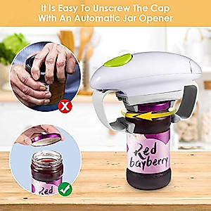 Powerful Torque Electric Jar Opener Automatic Opens Almost Size Lid, Automatic Jar Opener Tool with A Simple Button, Kitchen Gadget for Arthritic Weak Hands, Seniors