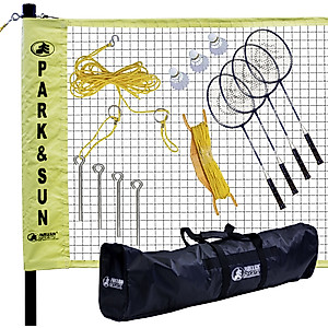 Park & Sun Sports Portable Indoor/Outdoor Badminton Net System with Carrying Bag and Accessories: Professional Series, Yellow/Black, Standard