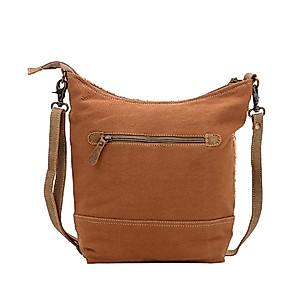 Myra Bag Apricot Upcycled Canvas & Leather Shoulder Bag S-1449