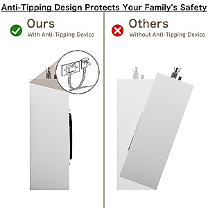 Wooden Dresser for Bedroom with Clothing Rack, White 4 Drawers Dresser with Charging Station and LED Lights, Tall Clothes Dresser for Small Space Hallway Closet