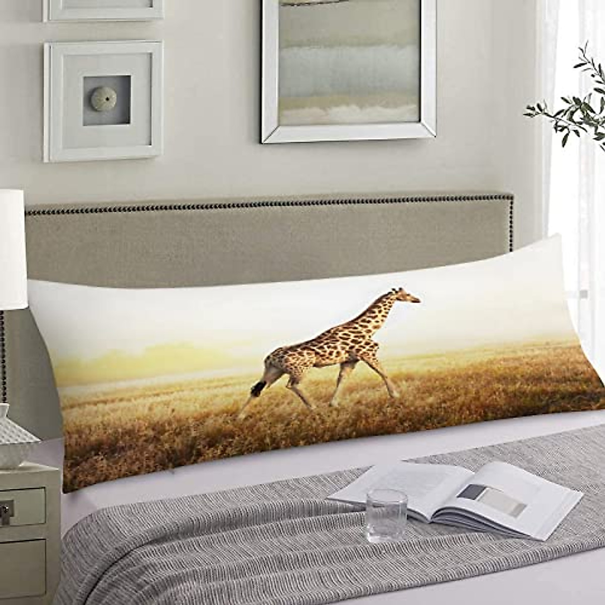 AIRMARK Body Pillow Cover,African Giraffe Nature Printed Long Pillow Cases Protector with Zipper Decor Soft Large Covers Cushion for Beding,Couch,Sofa,Home Gift 20"x54"