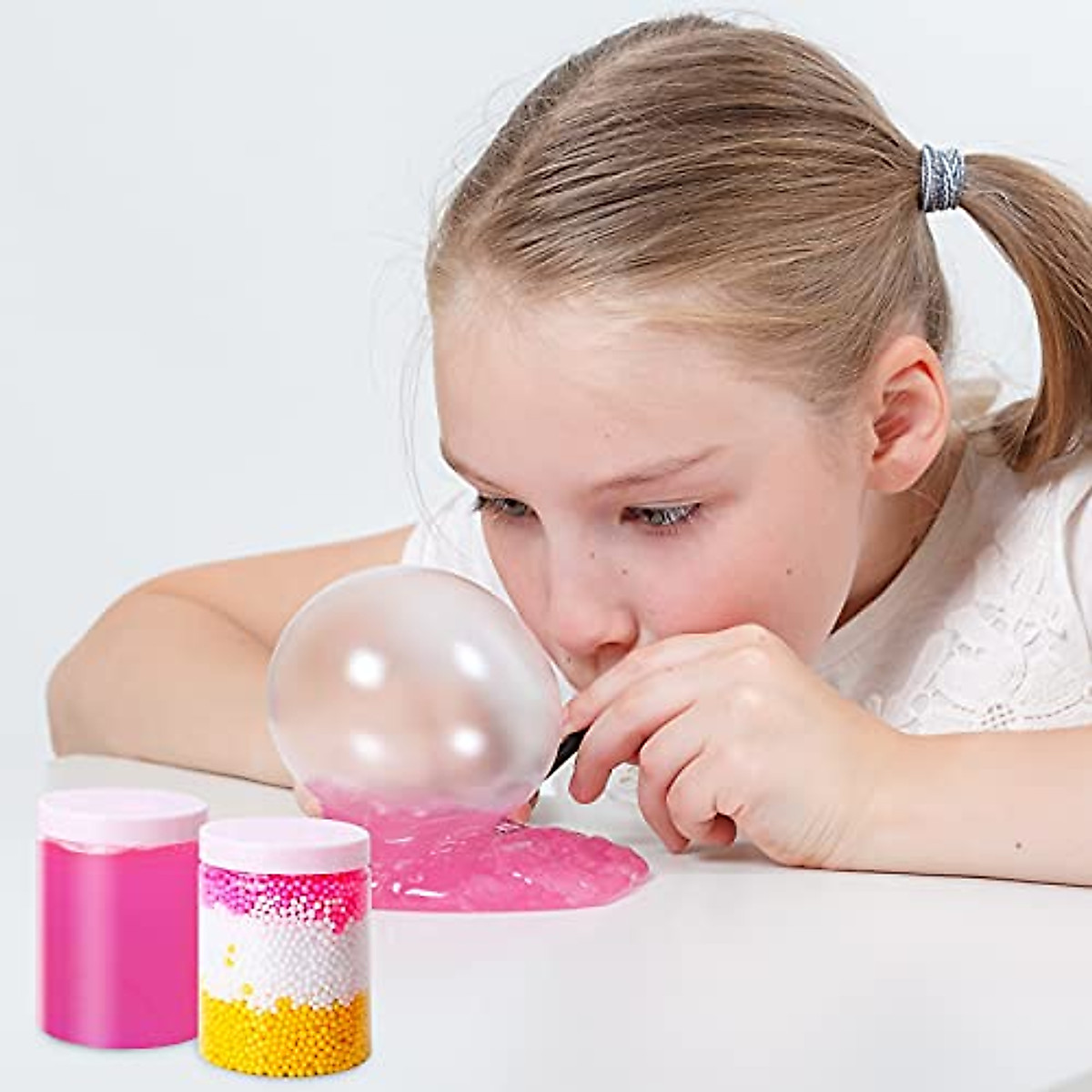 Habbi 24 Pack 8oz Slime Containers with Lids Plastic Jars Containers for Slime with White Water-Tight Lids and Stickers Mini Storage for DIY Slime Making, Candy, Beads, Art Crafts, Lotion, BPA Free