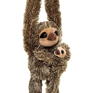 Edgewood Toys 28-Inch Hanging Sloth Stuffed Animal with Baby - Ultra Soft Sloth Plush Design with Hands and Feet That Connect - Realistic & Cute - Bring These Popular Sloths Home to Kids Ages 3+