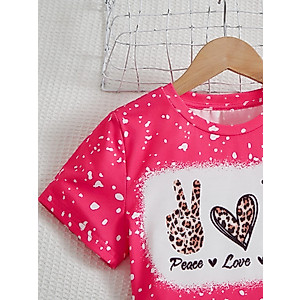 WDIRARA Girl's 2 Piece Outfit Floral Print Graphic Short Sleeve Tee Figure Graphic and Bell Bottom Flare Leg Pants Set Multicolor 10Y