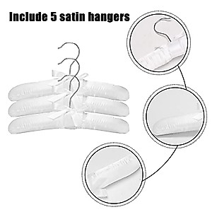 Shusmda 5Pcs Luxury Satin-Padded Children's Clothes Kids' Cloth Hook Hanger Wardrobe Organiser-White