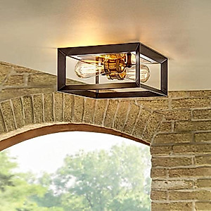 Home Decorators Collection HD-1550-I 2-Light Matte Black Frame Flushmount Lights