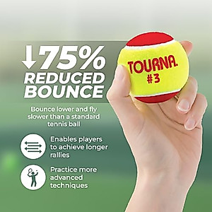 TOURNA Low Compression Stage 3 Tennis Ball with Mesh Bag (18-Pack)