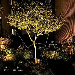 Malibu Landscape Spotlight 20W Flood Light 12V Low Voltage Outdoor Yard Light 176 Lumen 3000K Warm White Metal Landscape Lighting with Halogen Replacement Bulb Connector and Stake