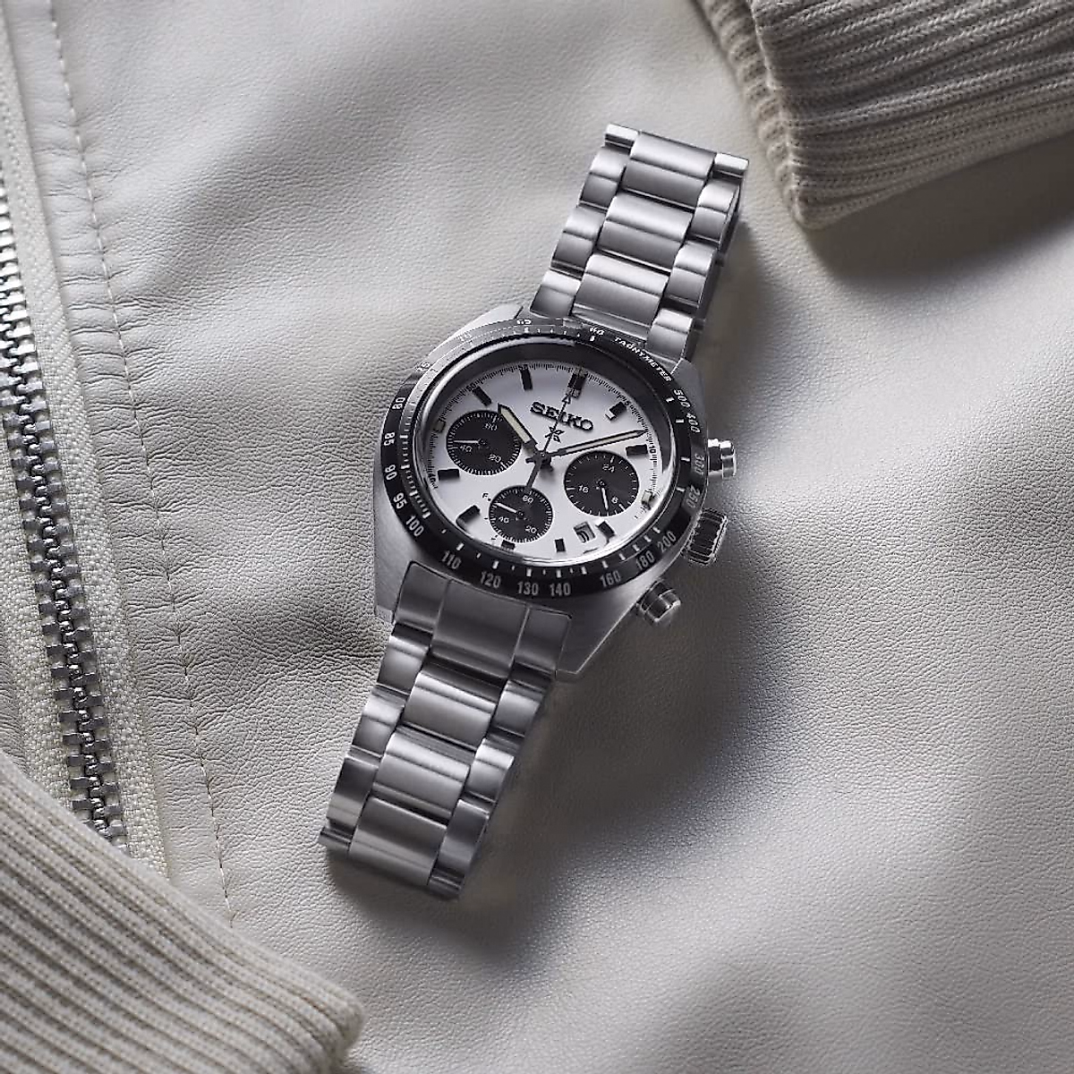 SEIKO Prospex Speedtimer Solar Chronograph Sports White Dial Watch SSC813P1