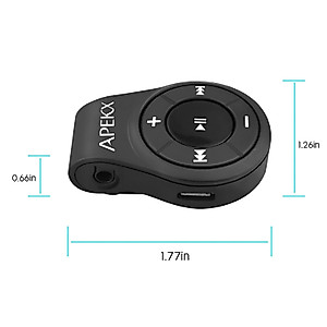 APEKX Clip Bluetooth Audio Adapter for Headphones, Headset, Speaker, Wireless Receiver with MIC for Hands-Released Call and Music