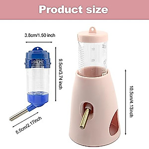 CALIDAKA 2 Pcs 80 ml Hamster Water Bottle Set, 1 Freestabding Waterer and 1Cage Hanging Waterer, No Drip Gerbil Water Feeder, for Hamster Gerbils Mice Degus Hedgehog Small-Sized Pet(Pink)