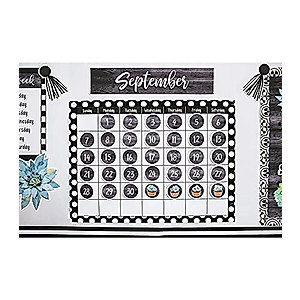Schoolgirl Style Simply Stylish Bulletin Board Set―Calendar, Monthly Headers, Days of the Week, Seasons, Weather, Special Occasions, Birthdays (100 pc)