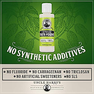 Uncle Harry's Remineralizing Tooth Powder | All Natural Enamel Support & Whitening Toothpaste for Sensitive Teeth | Powder Toothpaste for Gum Health & Fresh Breath (4 oz)