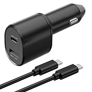 Samsung 25W Super Fast Type C Car Charger,2-Port Super Fast Car Charger Adapter-PD25W & QC 15W Car Charger with 5ft Type C Cord for for Samsung Galaxy S23/S23 Ultra/S23 Plus/S22/S22 Ultra/S22+