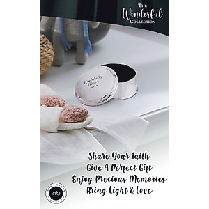 Round Jewelry Mirror Polished Trinket Box - Christian Keepsake for New Born Babies to Celebrate Baptism, Catholic First Communion Rosary Necklace Eucharistic Box Metal