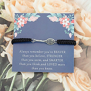 KUIYAI Tennis Racquet Gift Tennis Lovers Gift Always Remember You are Braver Stronger Smarter Than You Think Bracelet Future Tennis Player Gift Coach Gift Team Gift (TennisBrace-blk)