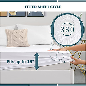 Full Waterproof Mattress Protector Deep Pocket Mattress Cover, Soft Breathable Mattress Pad, Fitted Noiseless Waterproof Bed Cover Stretch to 19"
