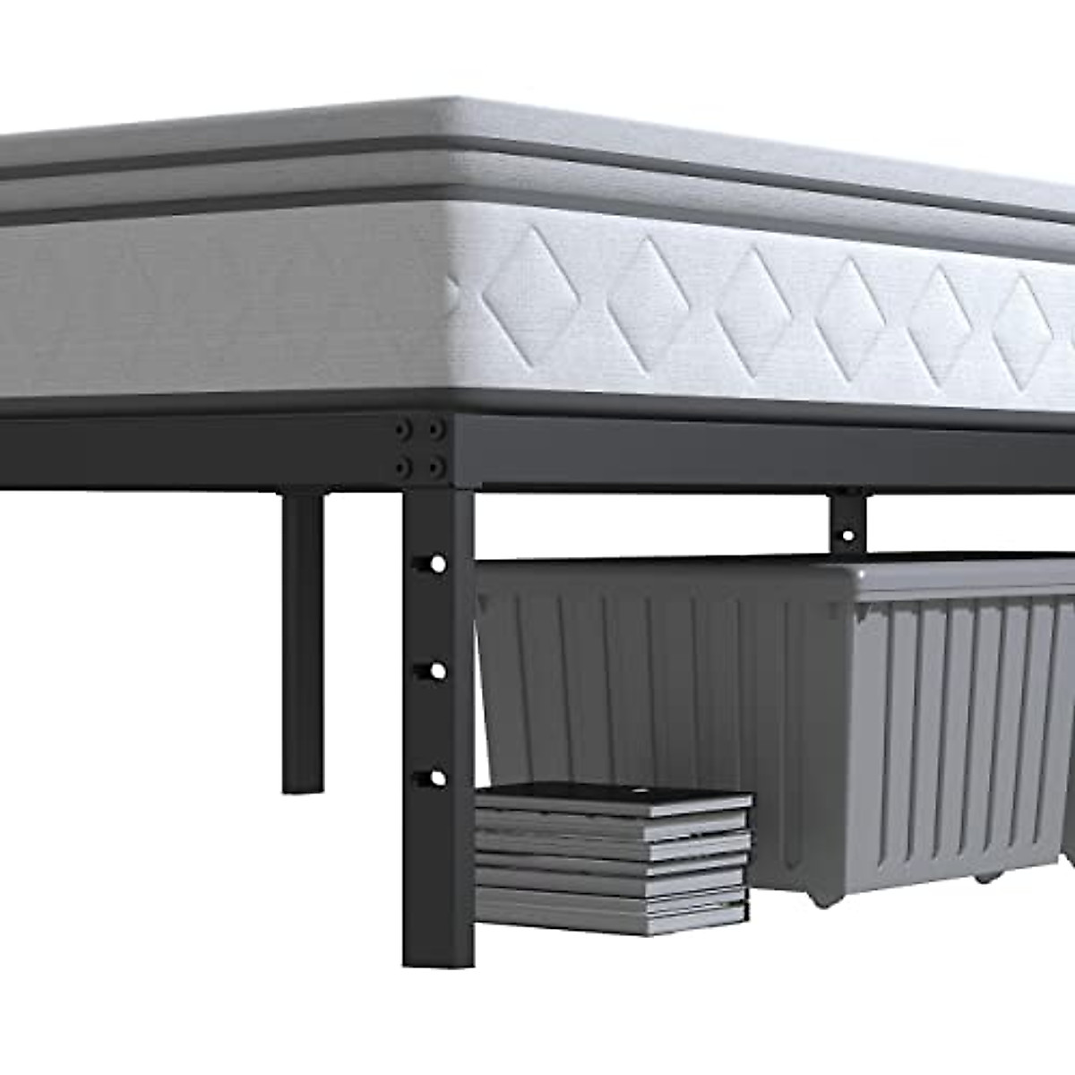 Maenizi 12 Inch Bed Frame Queen Size No Box Spring Needed, Heavy Duty Queen Platform Metal Bed Frame Support Up to 3000 lbs, Easy Assembly, Noise Free, Black