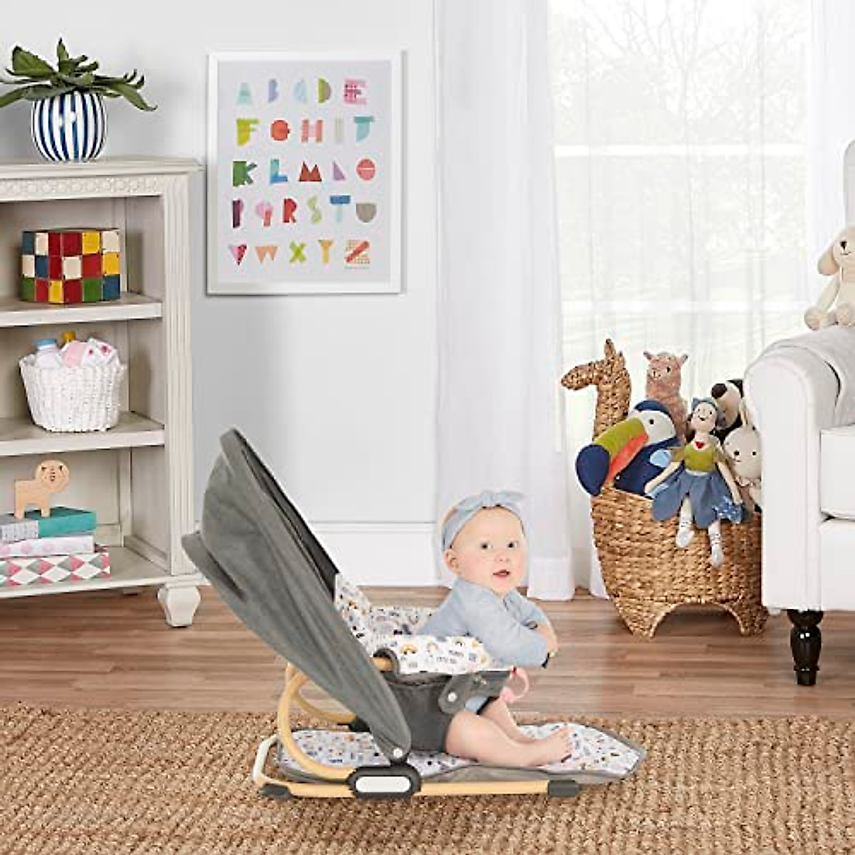 Dream On Me Snug N Play Floor Seat in Hello World, Baby Seat, Top-Notch Safety Features, Padded Baby Floor Seat, Waterproof Fabric, Folds Flat, Easy to Store and Transport
