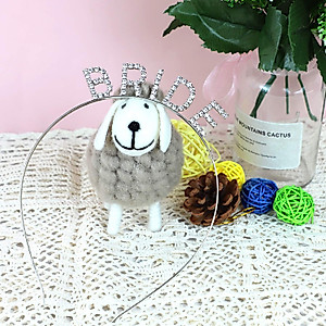 AUEAR, Rhinestone Bride Headband Elegant Bride Crown Bachelorette Party Headbands (Silver)