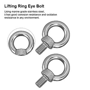 Lifting Ring Eye Bolt, 2Pcs Stainless Steel Lifting Ring Eye Bolt Heavy Duty Marine Grade Ring Screw Bolts(M16)