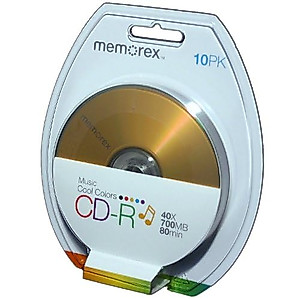 Memorex Cool Colors 10-Pack 40x CD-R Disc Blister - Multicolor