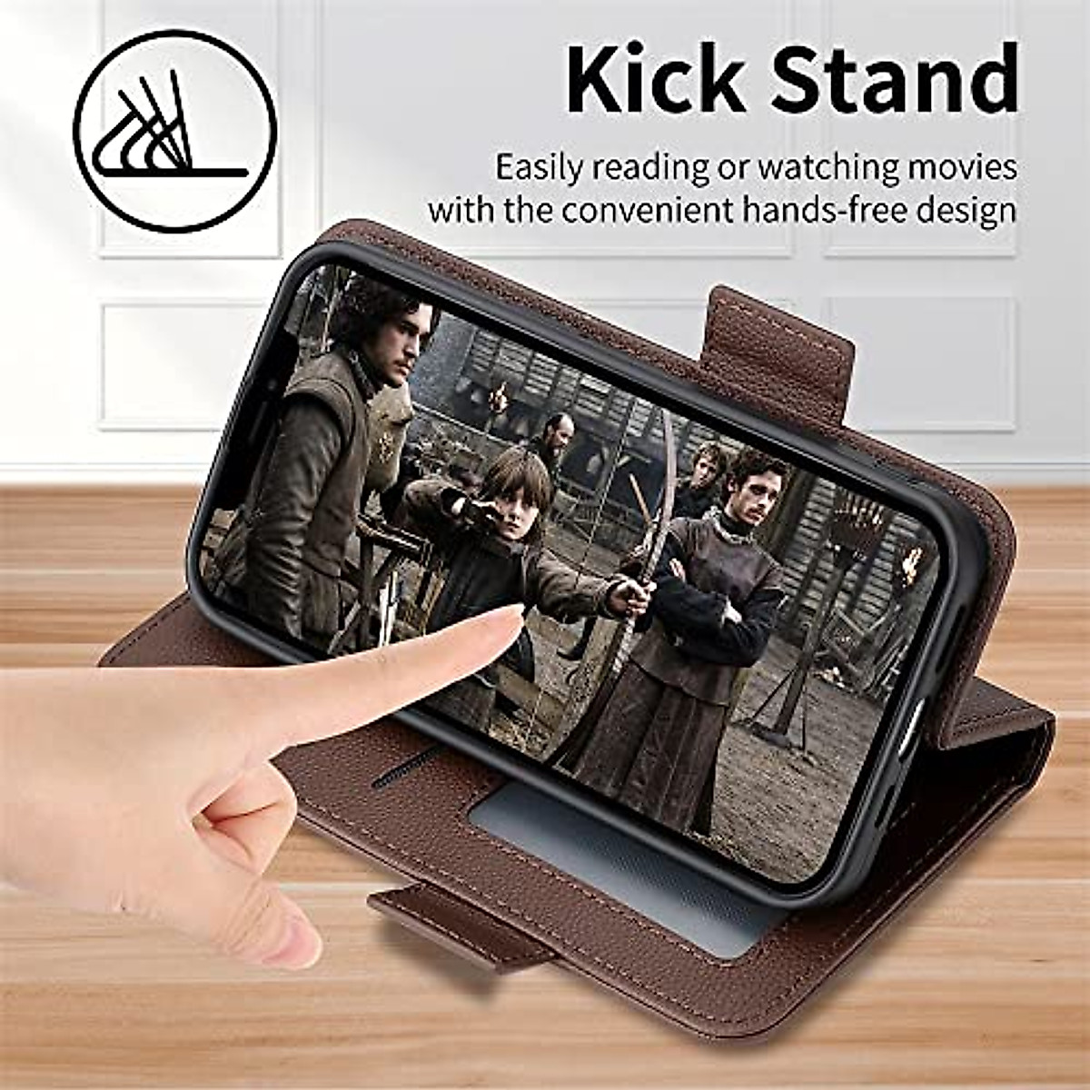 Diaobaolee Case Cover Compatible with Oppo Realme X50 Pro 5G,Leather Flip Case with Card Slot,Wallet Design,Magnetic Lock,Kick Stand,Leather Case for Oppo Realme X50 Pro 5G Brown