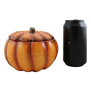 Ebros 6" Diameter Home And Kitchen Gourmet Vegetable Pumpkin Soup Or Dessert Bowl With Lid Ceramic Decor Dinnerware For Halloween Pumpkins Party Accent (1)