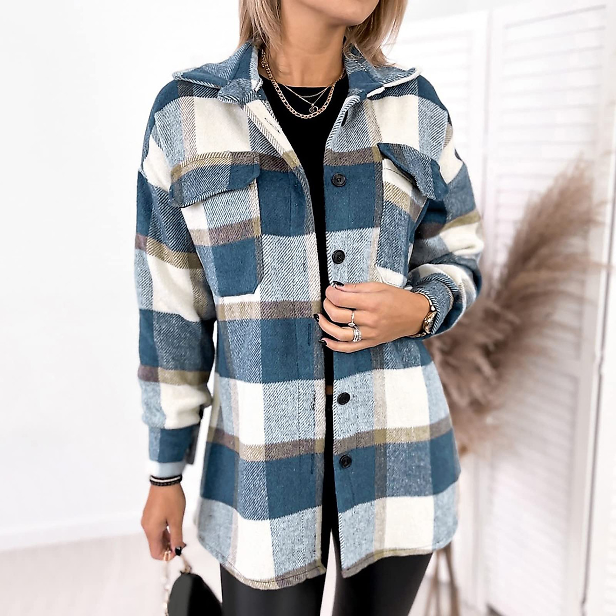 SHOPESSA Placed Recently by Me Womens Winter Coats Wool Shacket Jacket Women Turn Down Collar Coat Office Clothes for Women chamarras para Mujer para el Frio Early 2023