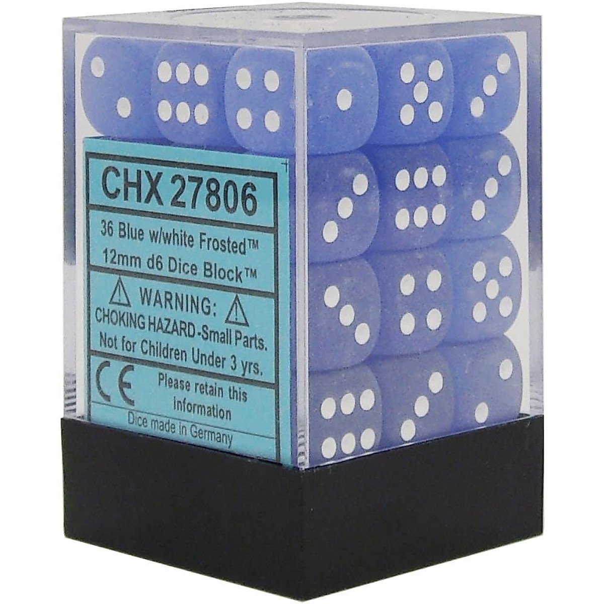 Chessex DND Dice Set-Chessex D&D Dice-12mm Frosted Blue and White Plastic Polyhedral Dice Set-Dungeons and Dragons Dice ludes 36 Dice – D6, Various (CHX27806)