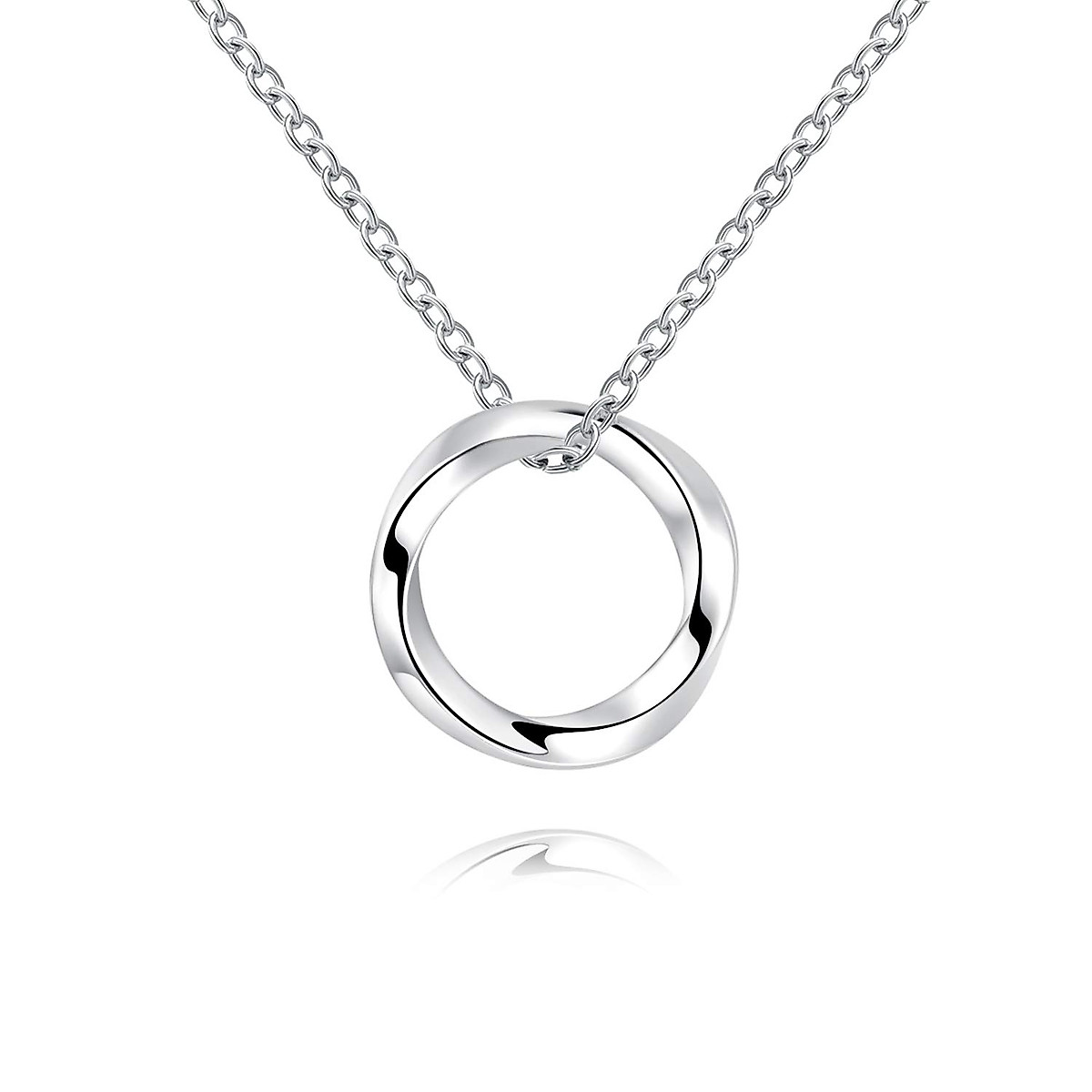 JXJL Circle Pendant Necklace for Women Dainty Eternity Mobius Circle of Life Jewelry 925 Sterling Silver Christmas Birthday Gift for Wife