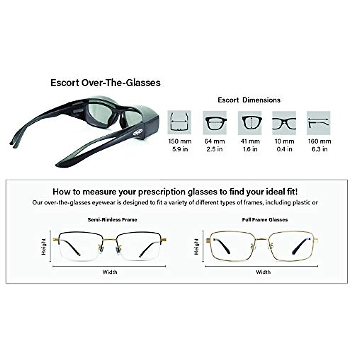 Global Vision Escort Safety Fit Over Glasses, Black Frame (3 Pack - 1 Clear Lens, 1 Smoke Lens, 1 Yellow Lens)
