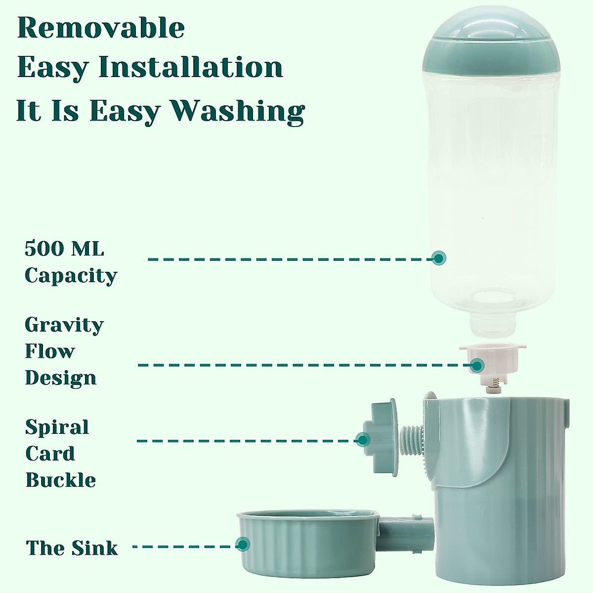 Hamiledyi Rabbit Water Bottle 17oz Bunny Hanging Automatic Water Dispenser Chinchillas Feeder Water Bowl Small Animal No Drip Plastic Water Dispenser for Guinea Pigs Chinchillas Hedgehogs Ferrets 2Pcs